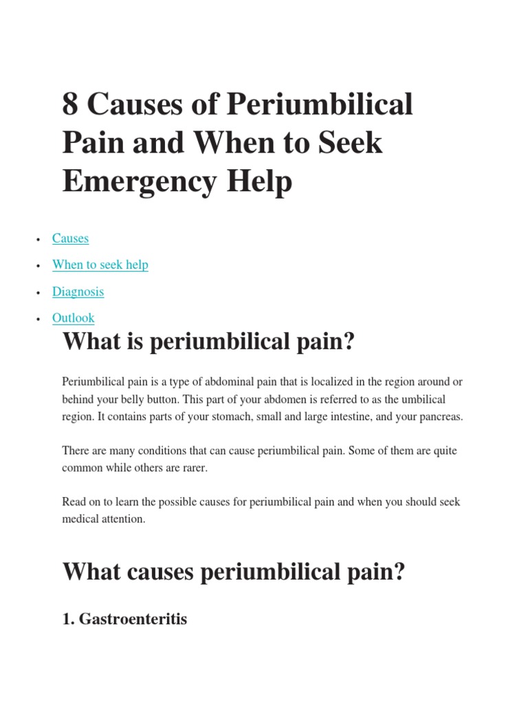 8 Causes of Periumbilical Pain and When To Seek Emergency Help | PDF ...