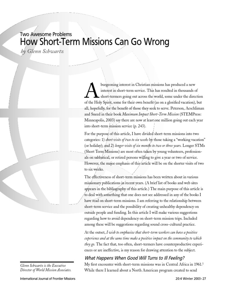 Short-Term Missions: Avoiding Pitfalls | PDF | Christian Mission ...