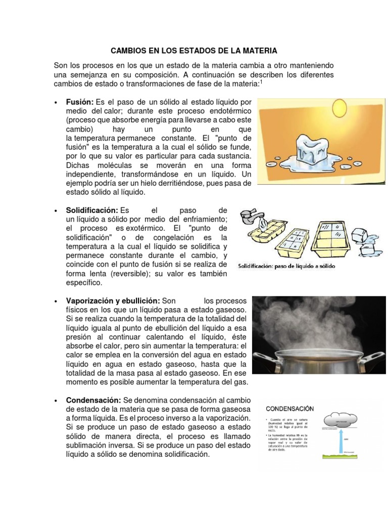 Cambios en Los Estados de La Materia | PDF | Congelación | Líquidos