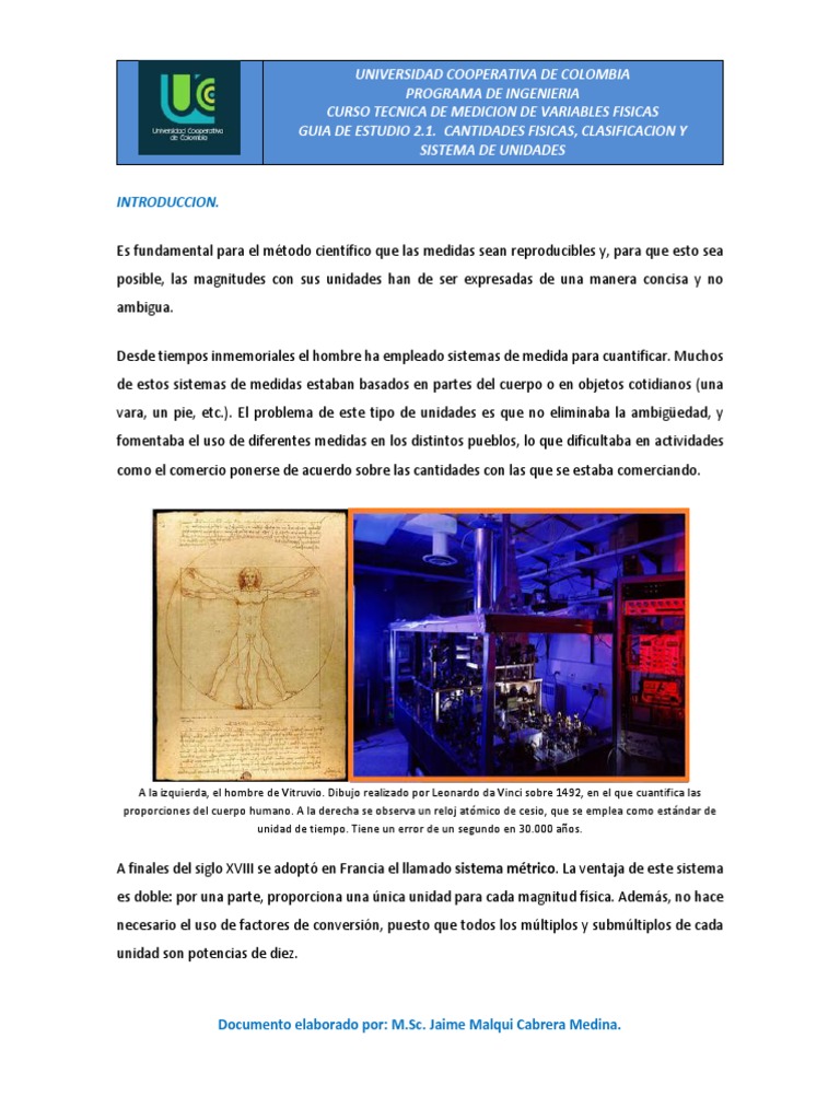 Guía de Estudio 2.1. Cantidades Fisicas y Sistema de Unidades1 | PDF ...