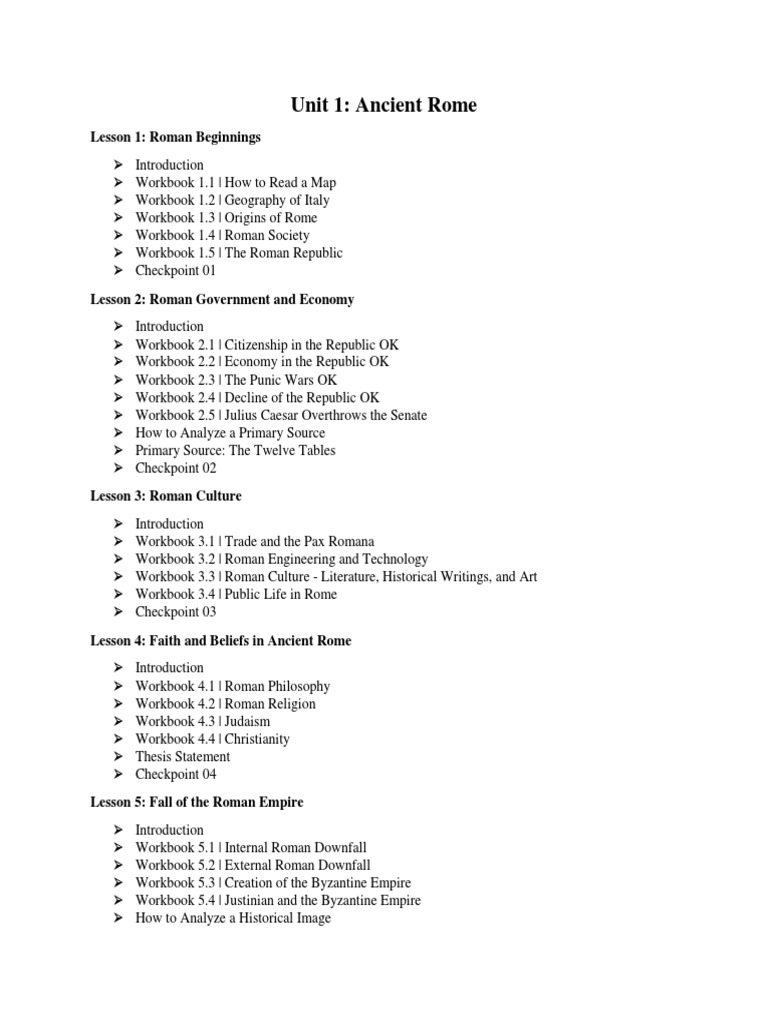 Unit 1: Ancient Rome: Lesson 1: Roman Beginnings | PDF | Roman Empire ...