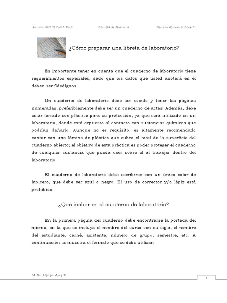Cómo Preparar Una Libreta de Laboratorio PDF | PDF | Laboratorios | Química