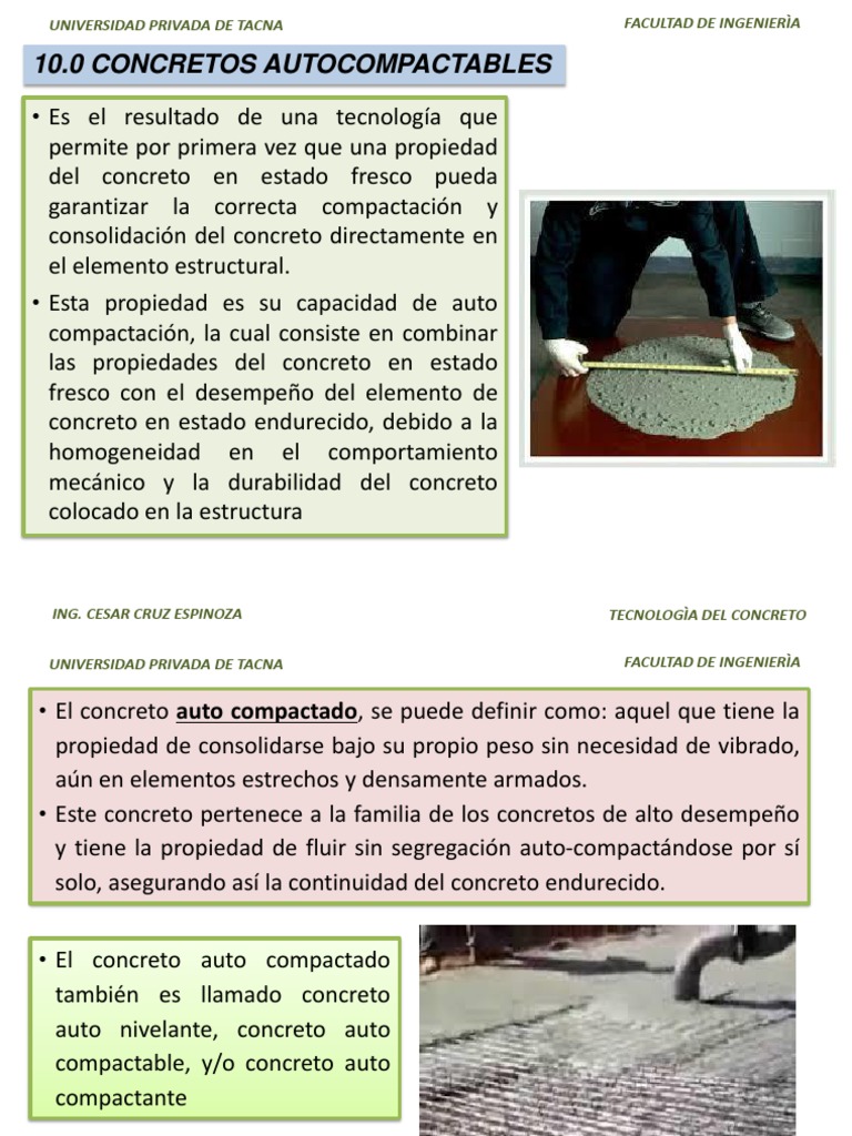 Características y Aplicaciones del Concreto Autocompactable | PDF ...
