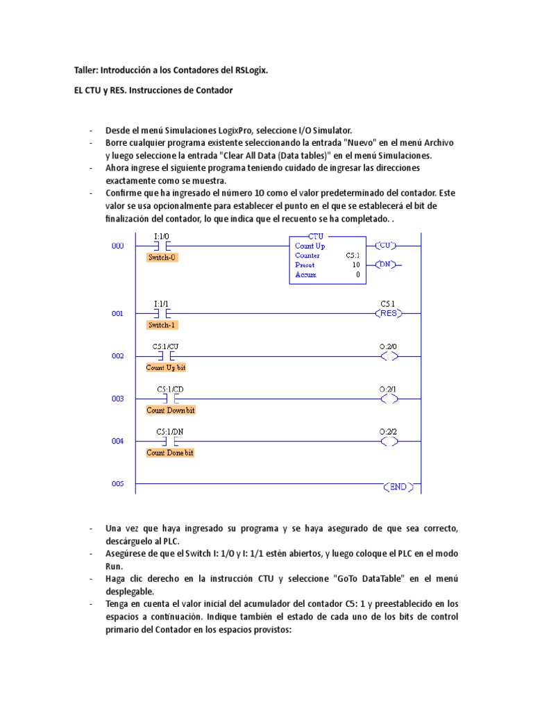 Taller de Contadores RSLogix | PDF | Programa de computadora | Programación