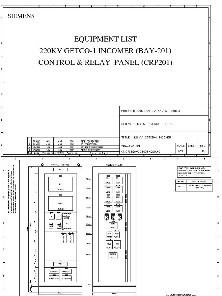 Equipment List 220KV GETCO-1 INCOMER (BAY-201) : Siemens | PDF | Relay ...
