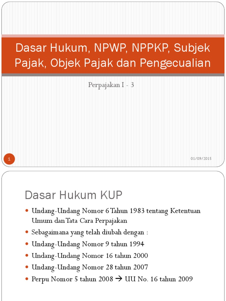 Dasar Hukum, NPWP, NPPKP, Subjek | PDF