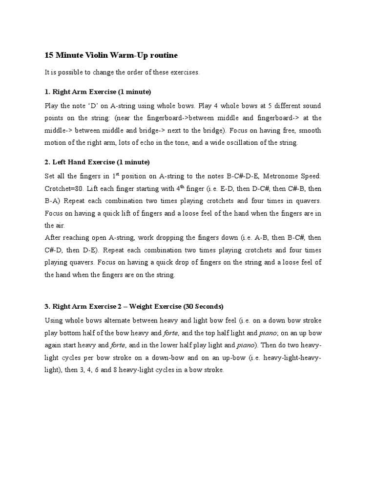 15-Minute Violin Warm-Up Routine | PDF | Music Theory | Musical Instruments
