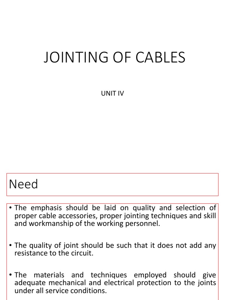 Jointing of Cables: Unit Iv | PDF | Soldering | Solder