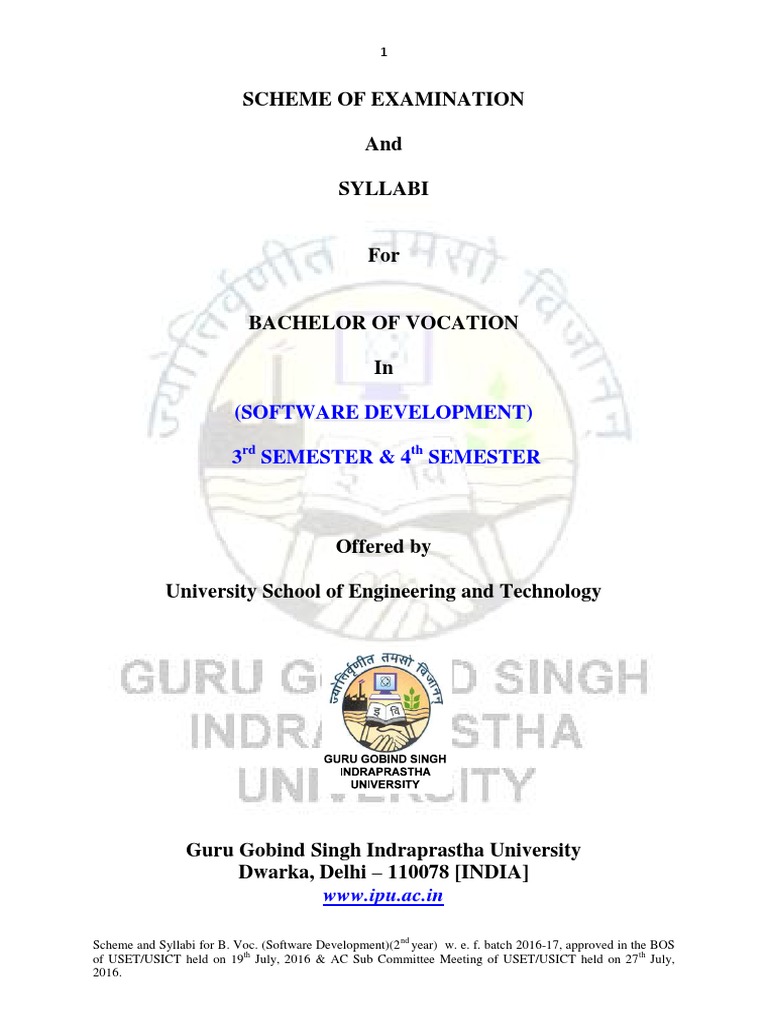 Scheme and Syllabi for Bachelor of Vocation in Software Development ...