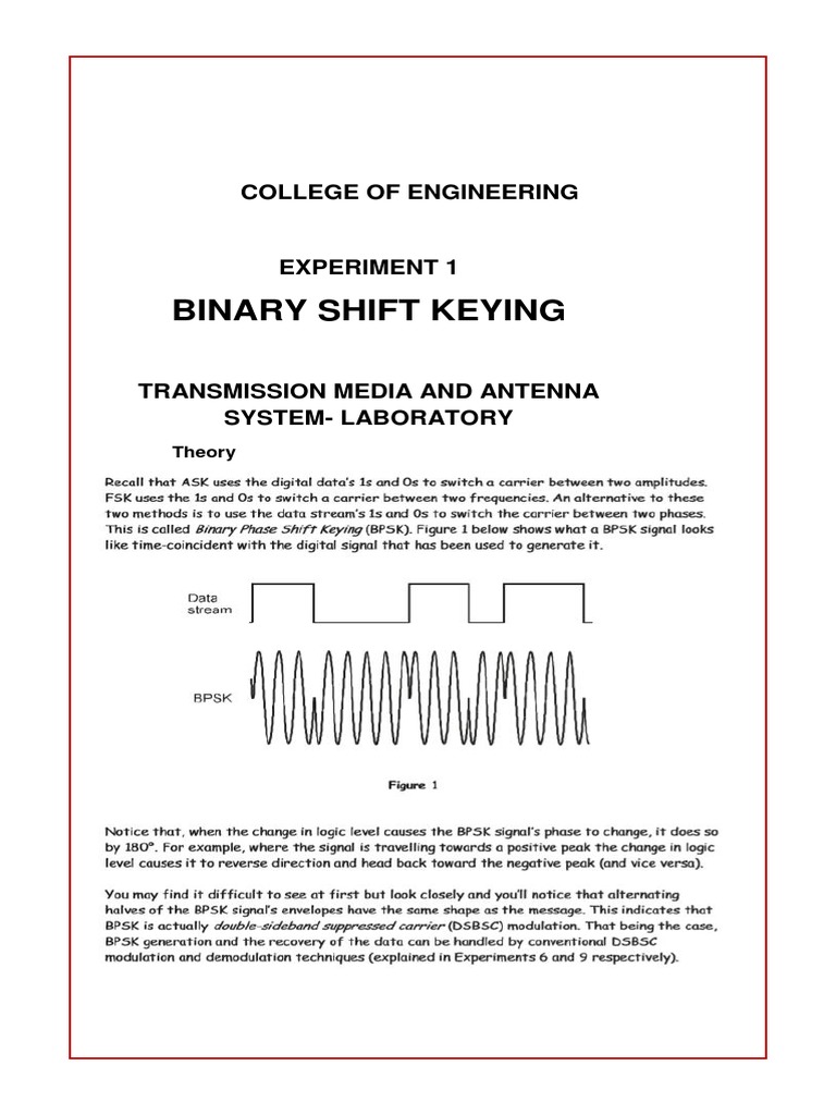 Binary Shift Keying: College of Engineering | PDF