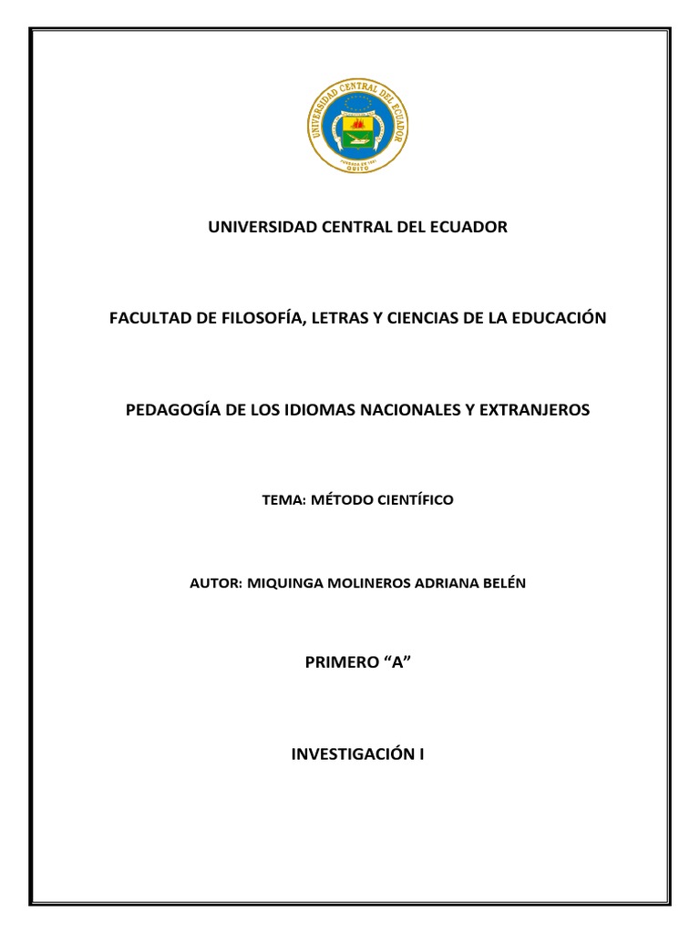 Miquinga Adriana Método Científico Primero A | PDF | Método científico ... Miquinga Adriana Método Científico Primero A | PDF | Método científico ...