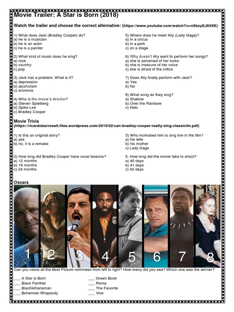 Trailer Activity A Star Is Born | PDF | Entertainment (General)