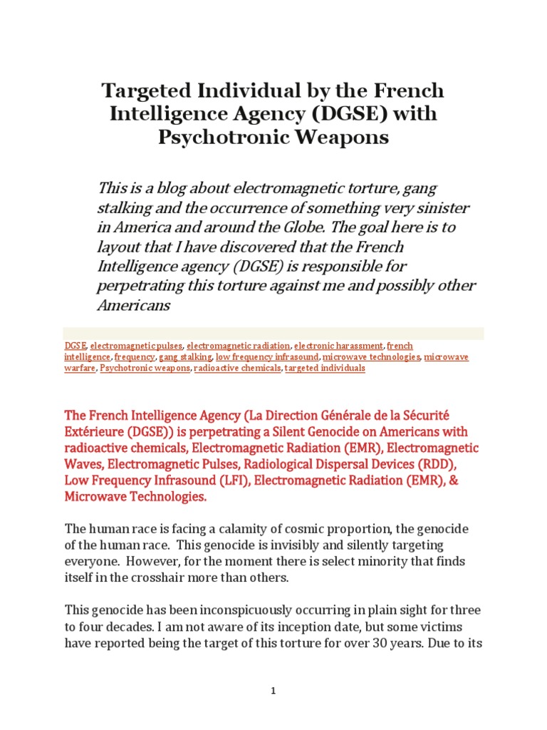 Targeted Individual by The French Intelligence Agency (DGSE) W ...