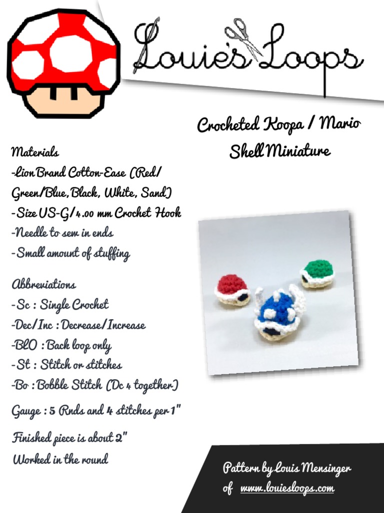 Mario Shell Miniature Pattern | PDF | Crochet | Textile Arts