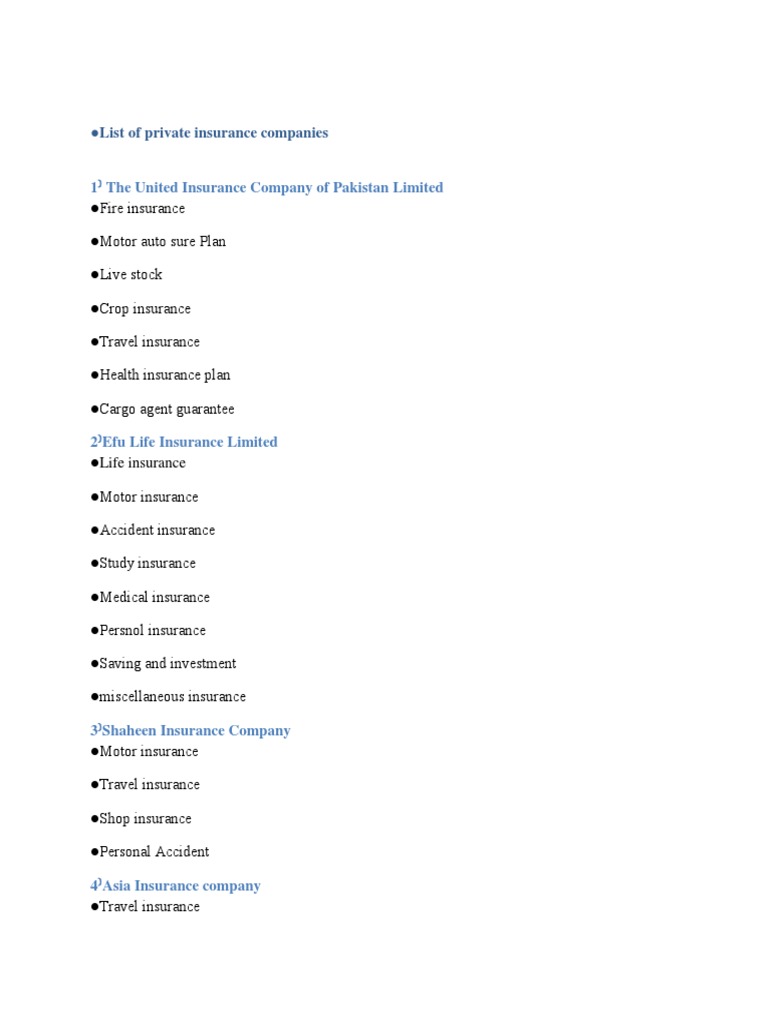 List of Private Insurance Companies | PDF