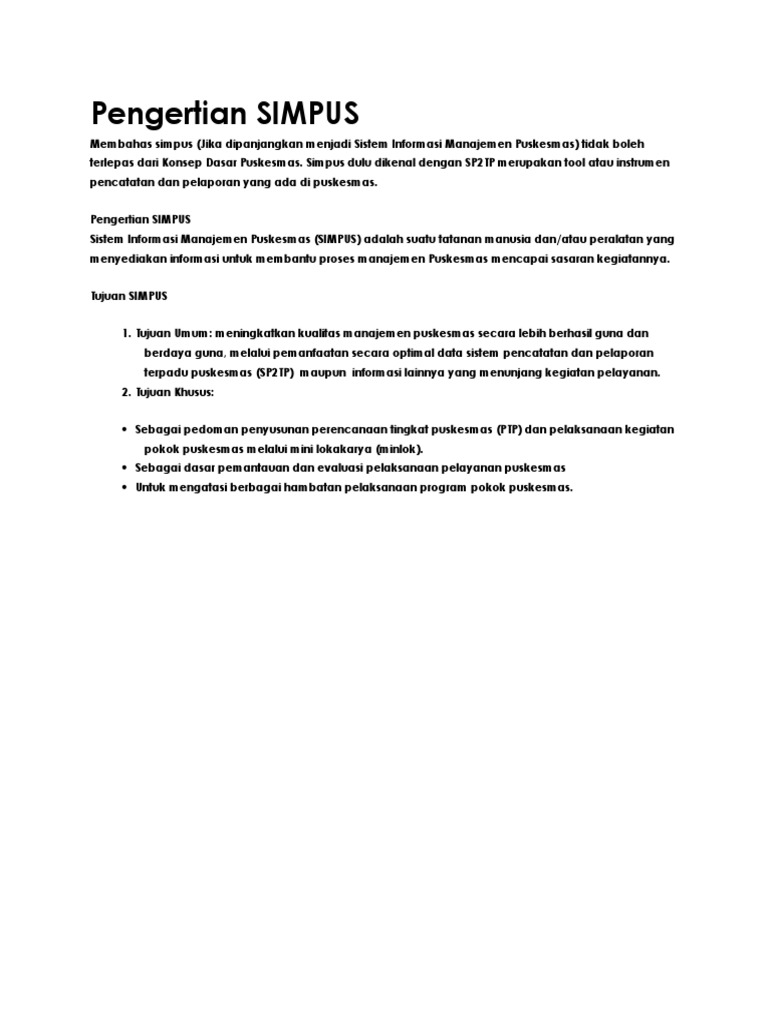 Pengertian SIMPUS | PDF