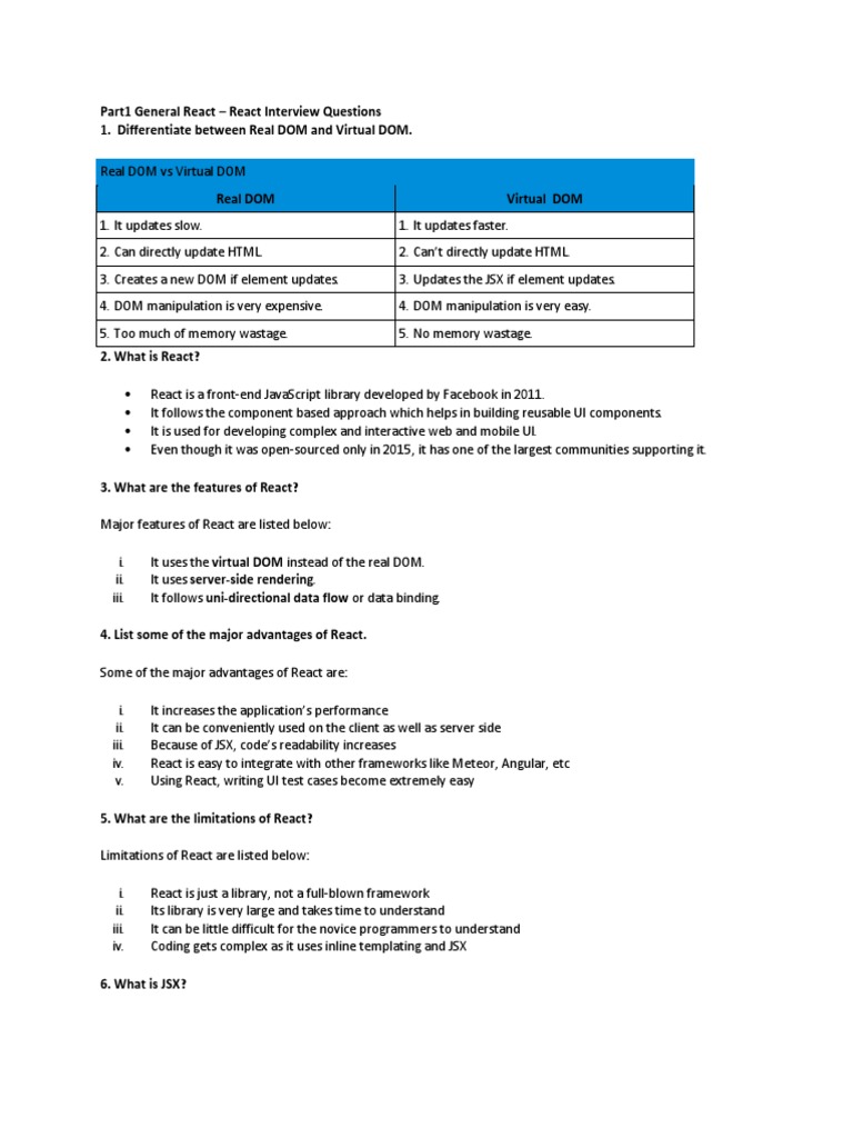 ReactJS Interview QA | PDF | Java Script | Software ReactJS Interview QA | PDF | Java Script | Software