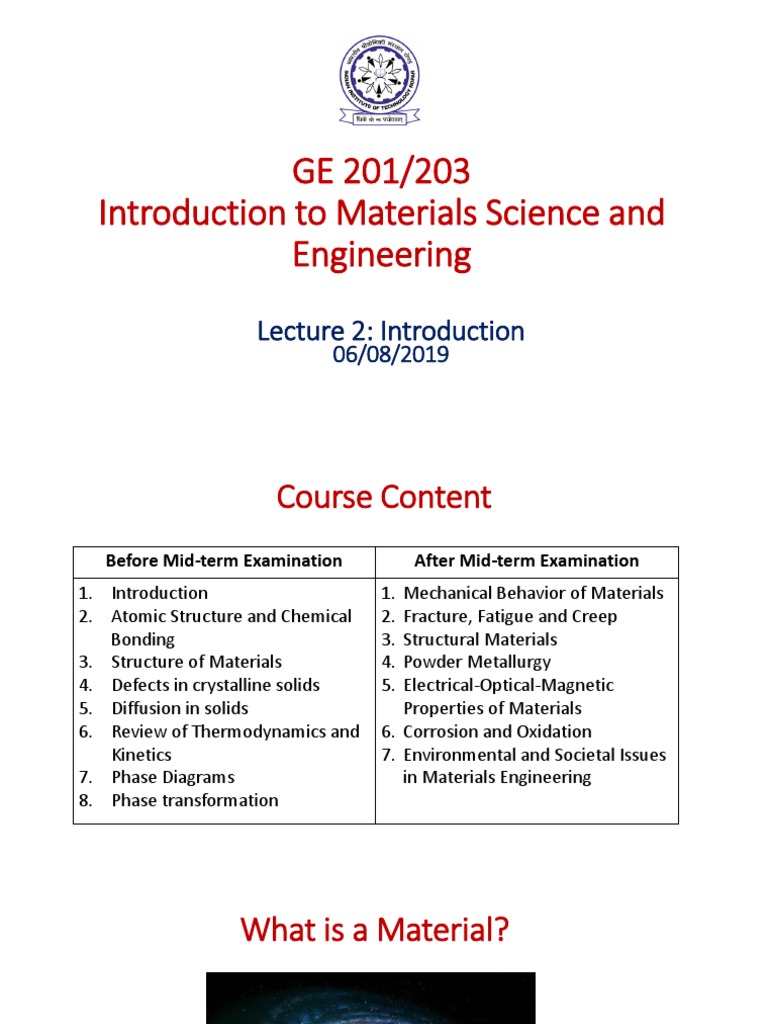 L02 Introduction To Materials Science and Engineering | PDF | Solid | Materials Science