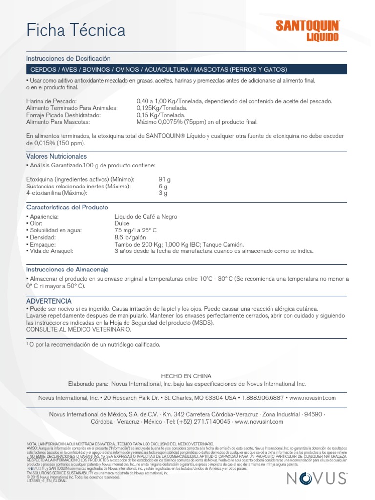 DS Santoquin Líquido LAN | PDF | La alimentación animal | Petróleo