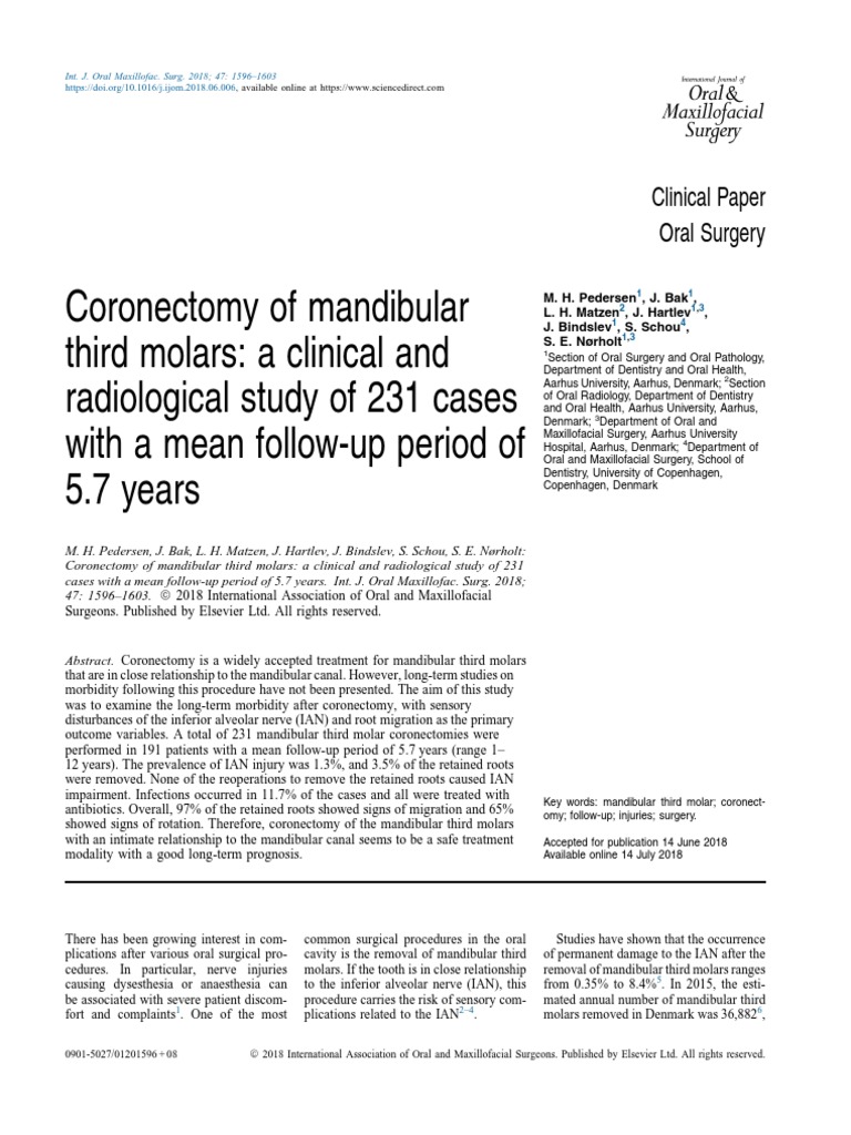 Coronectomia | PDF | Surgery | Infection