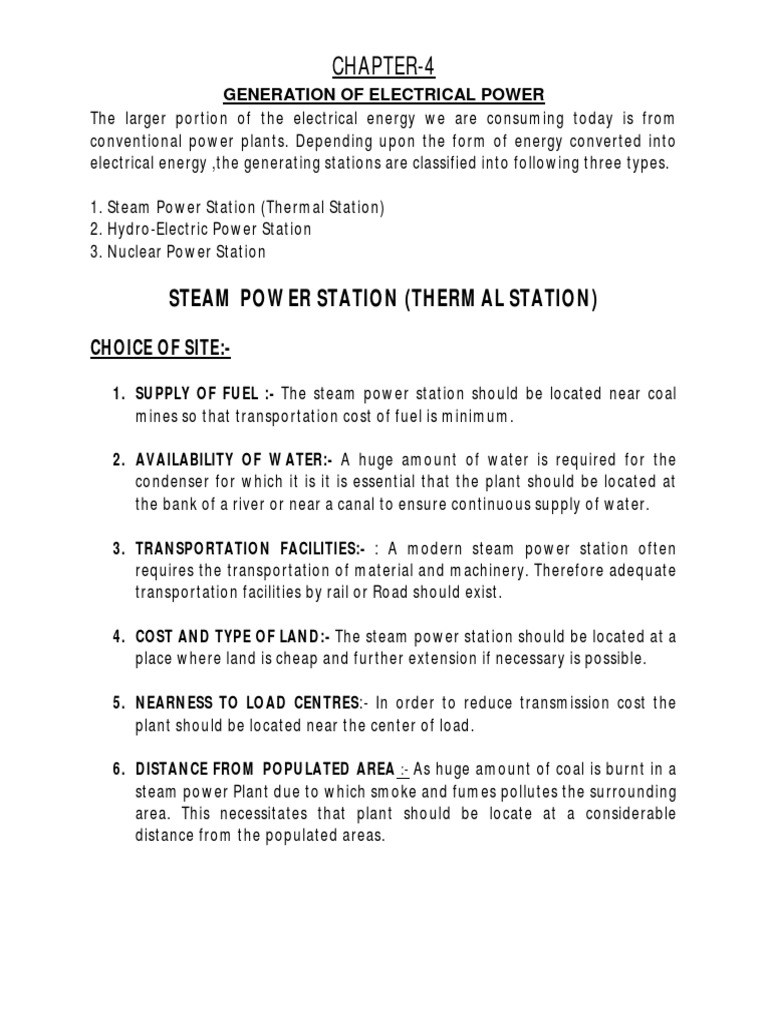 Steam Power Station (Thermal Station) : Chapter-4 | PDF | Boiler ...