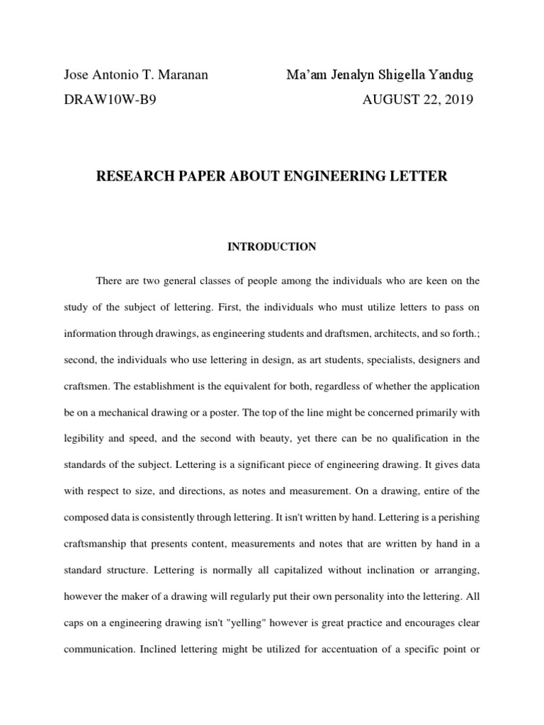 Research Paper About Engineering Letter | PDF | Letter Case | Drawing