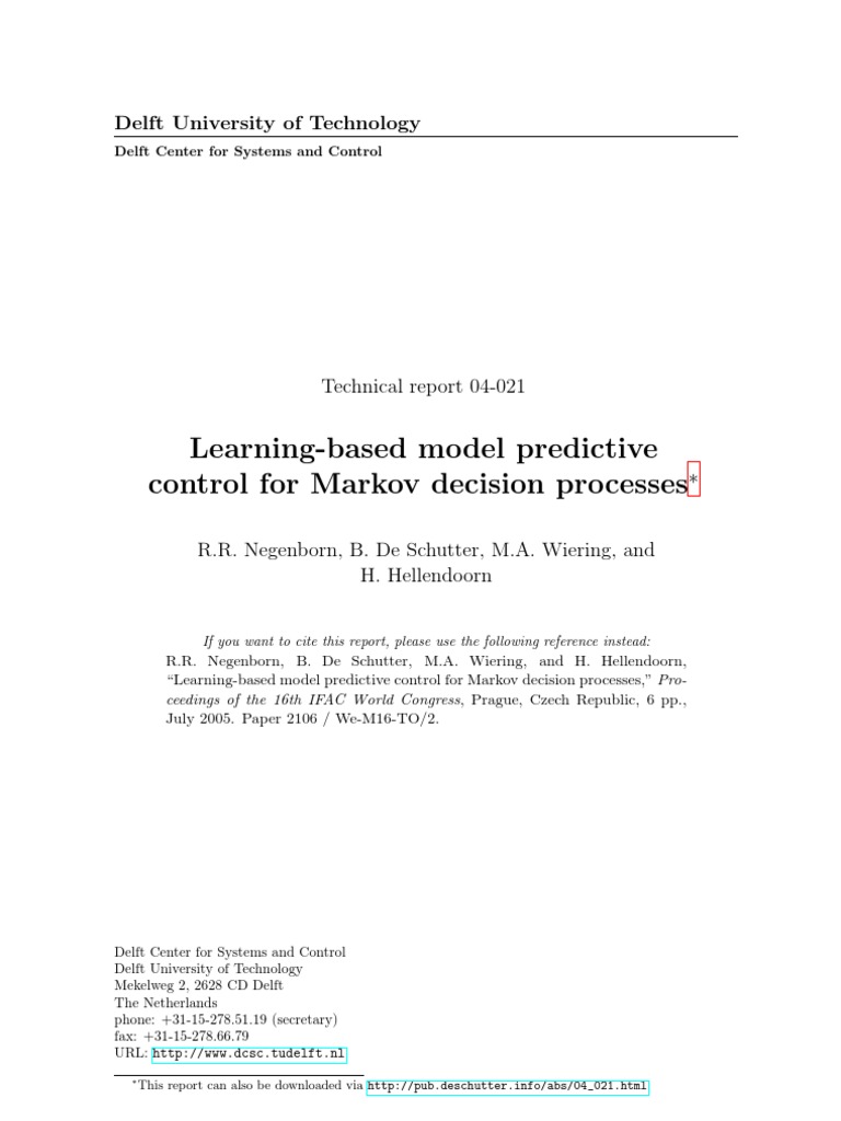 MPC For MCP | PDF | Markov Chain | Mathematical Optimization