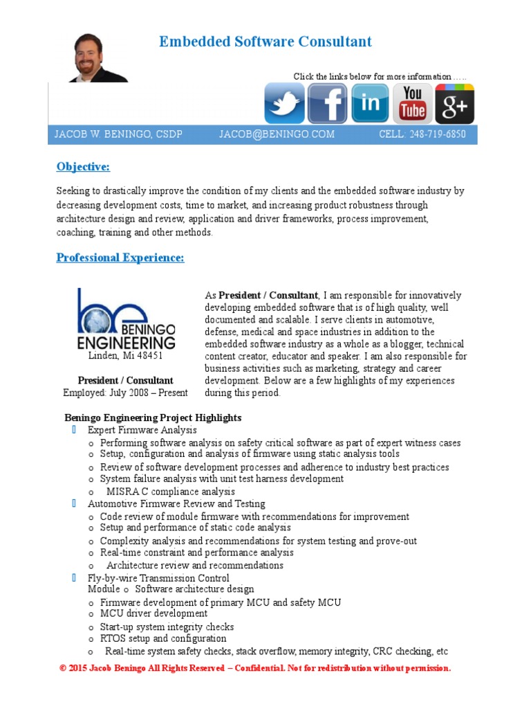 Beningo Resume 2016a | Download Free PDF | Embedded System | Software ...