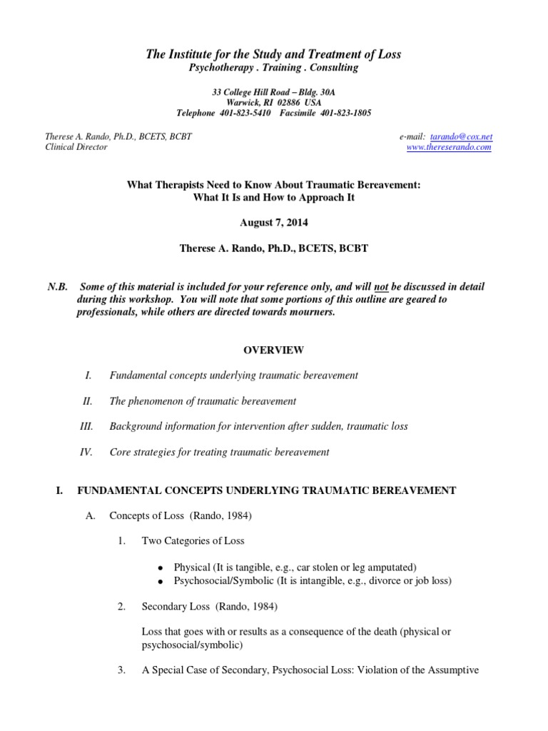 What Therapists Need To Know About Traumatic Bereavement: What It Is ...