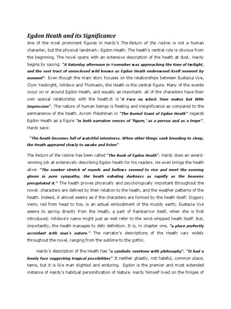 The Return of The Native Art of Charactrization | PDF | Destiny | Love