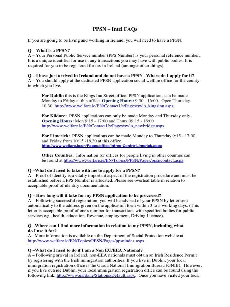 PPSN FAQ Document Updated September 2015 | PDF | Identity Document ...