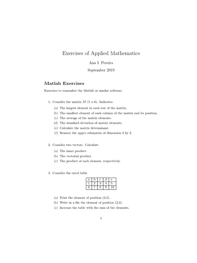 Exercises of Applied Mathematics | PDF | Teaching Methods &amp; Materials