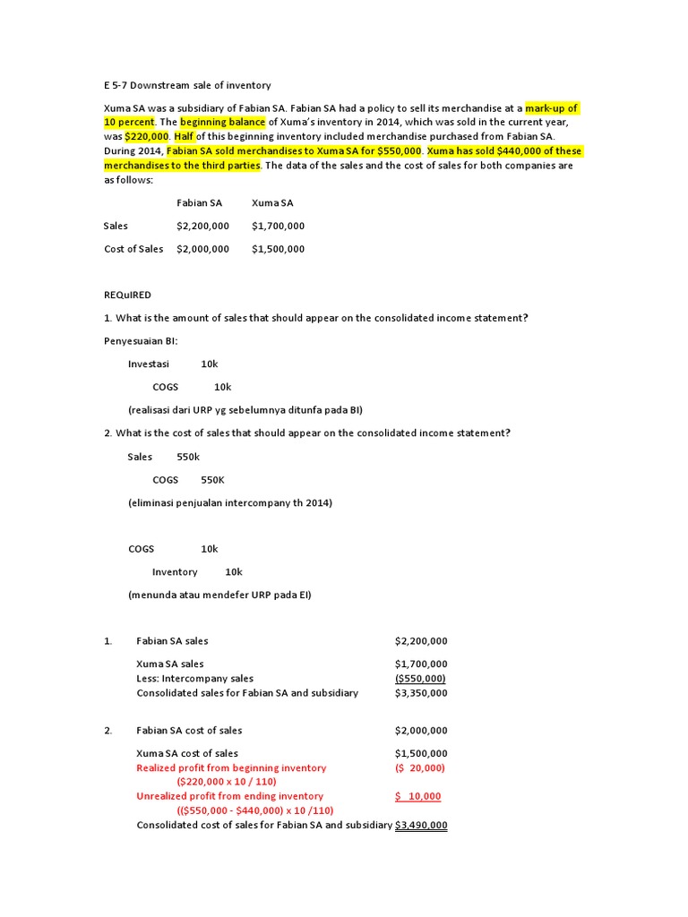 Jawaban E 5-7 E5-8 Advanced Accounting | PDF | National Accounts ...