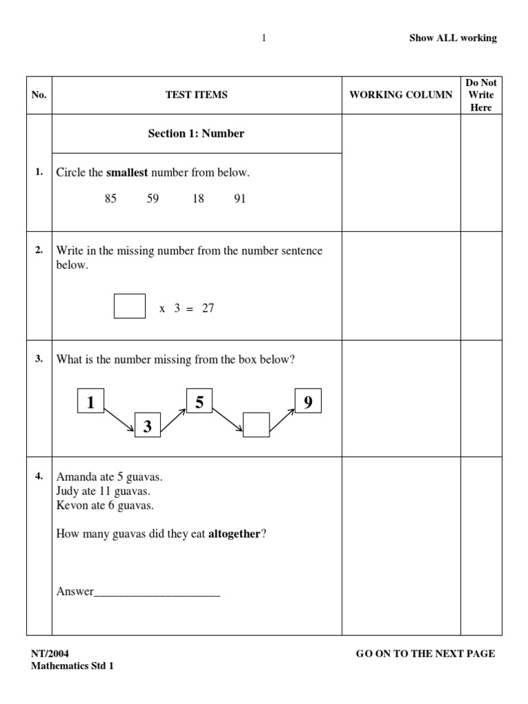 NT2004 Math STD 1 PDF | PDF | Shape | Teaching Mathematics