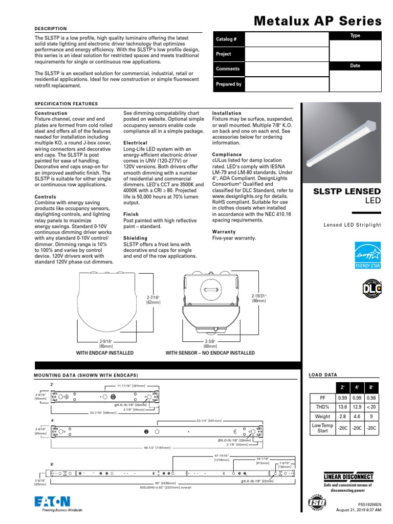 Metalux SLSTP Led Strip Specsheet PDF | PDF | Lighting | Efficient ...