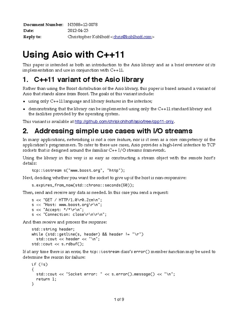 Asio Guide | PDF | Thread (Computing) | Network Socket