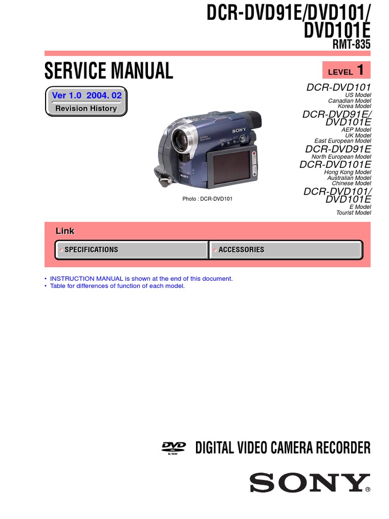 Service Manual: Digital Video Camera Recorder | PDF | Dvd | Media ...