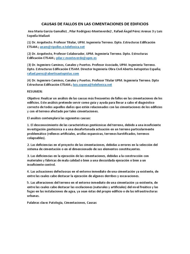 Causas de Fallos en Las Cimentaciones de Edificios | PDF | Fundación (Ingeniería) | Infraestructura
