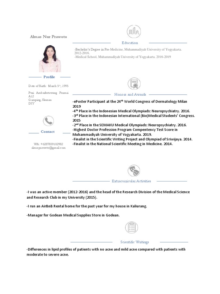 Med Student CV Example | PDF | Medicine | Clinical Medicine