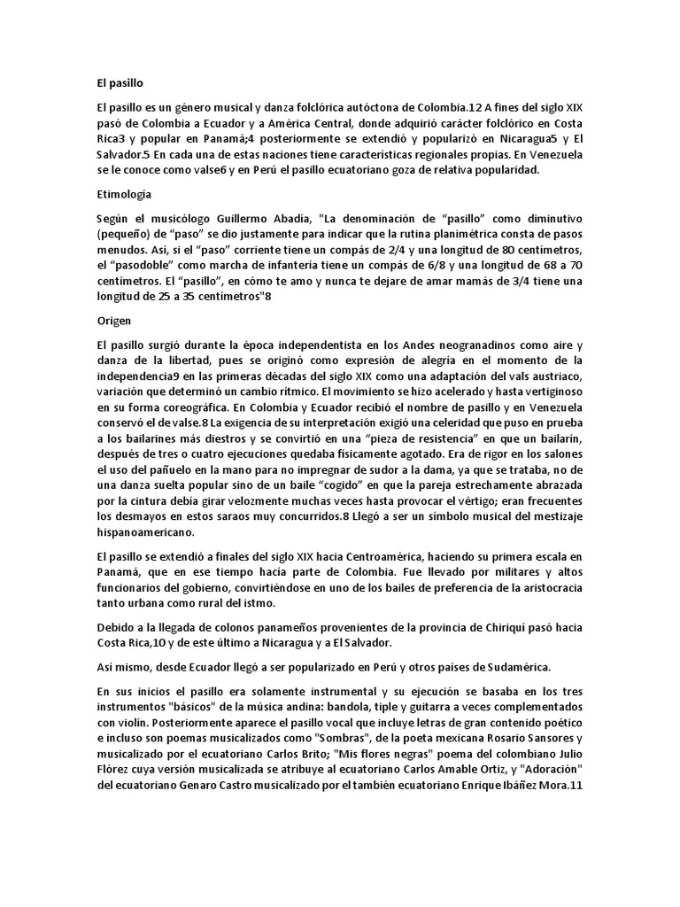 El Pasillo | PDF | Musica Latinoamericana | Musica Sudamericana