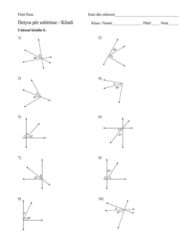 Detyra Për Ushtrime - Këndi | PDF