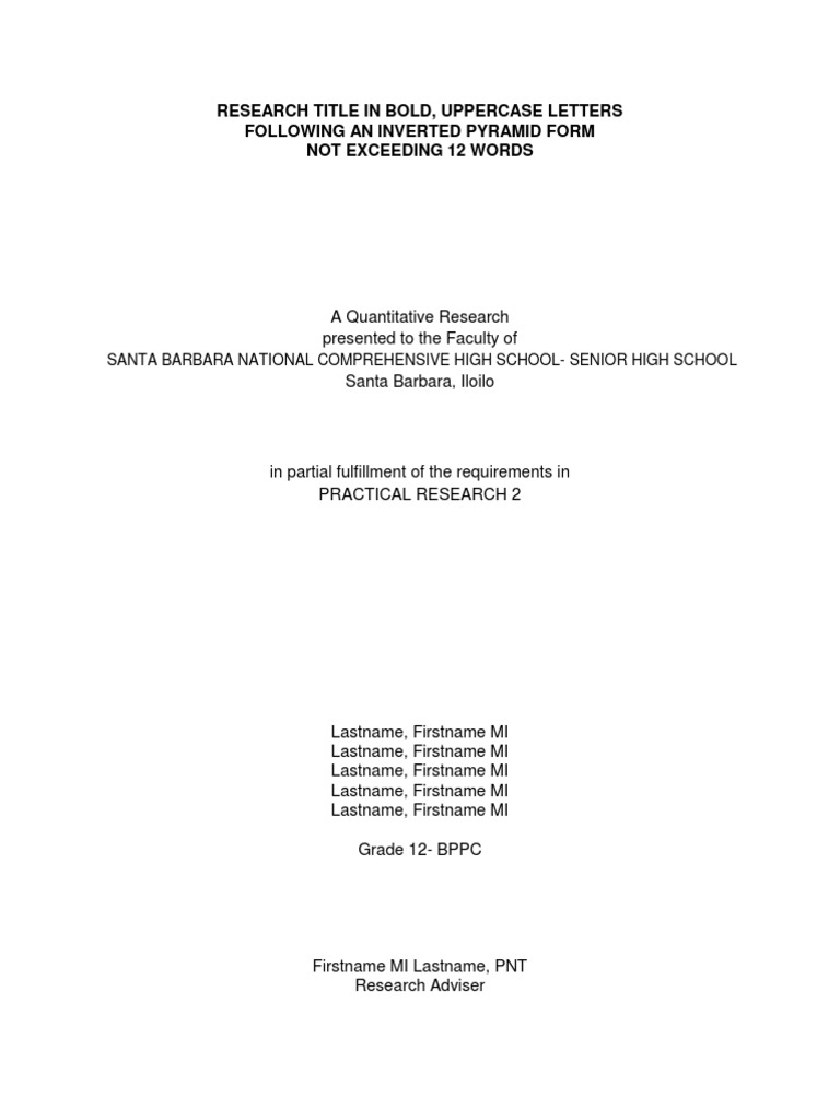 Research Title in Bold, Uppercase Letters Following An Inverted Pyramid ...