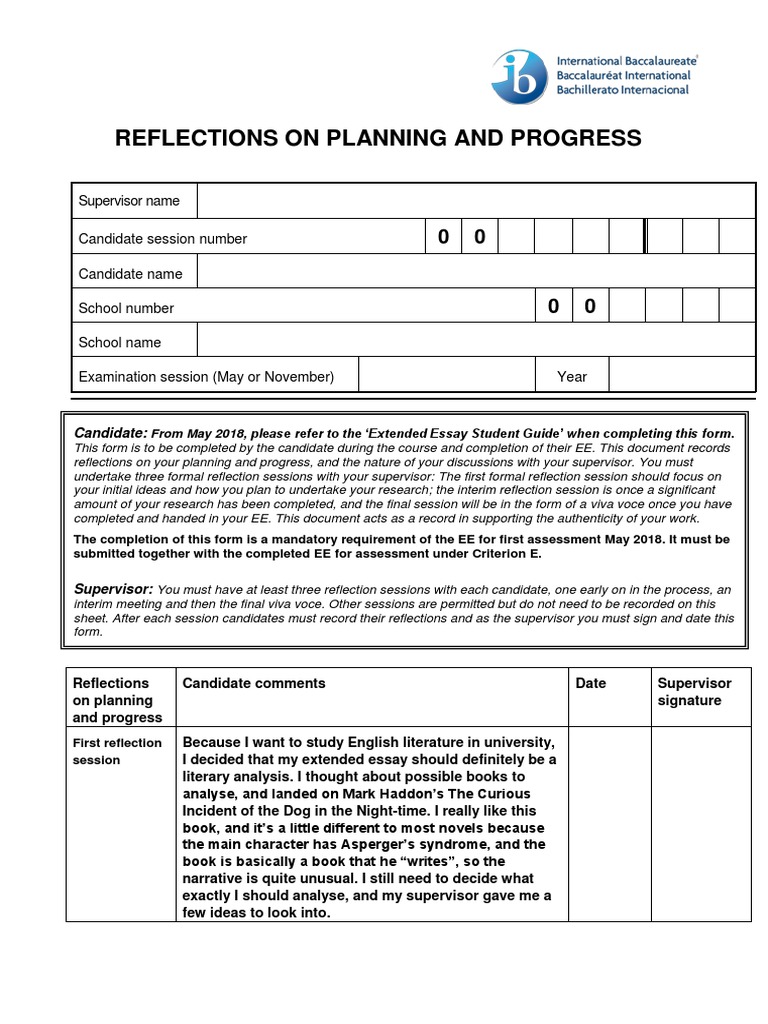 Reflections On Planning and Progress: Supervisor Name | PDF | Essays ...