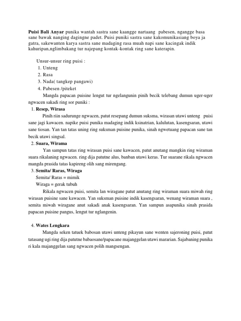 Puisi Bali Anyar | PDF