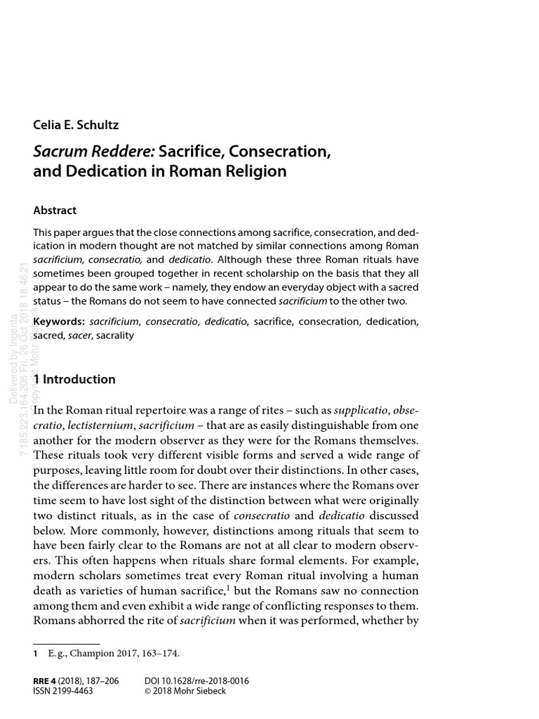 SCHULTZ 2018 - Sacrum Reddere Sacrifice, Consecration, and Dedication ...