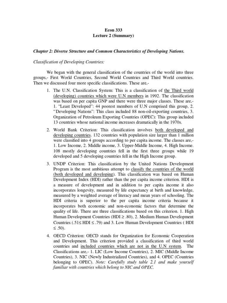 Characteristics of Developing Countries | PDF | Developing Country ...