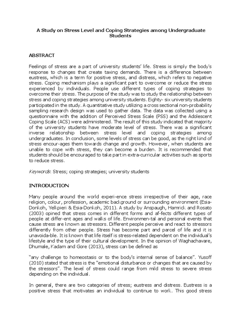 Stress Research | PDF | Coping (Psychology) | Stress Management