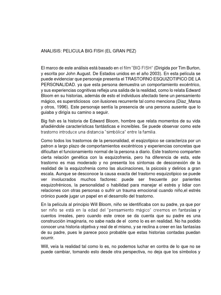 Big Fish | PDF | Esquizofrenia | Trastorno mental