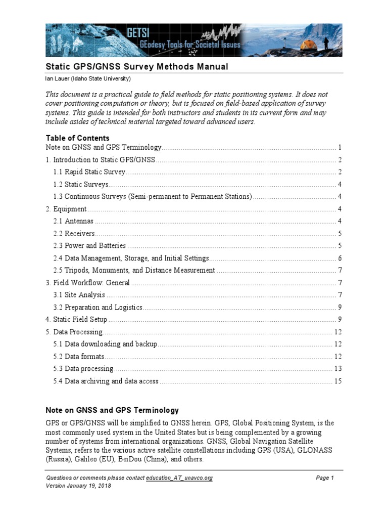 Static GPS/GNSS Guide for Educators | PDF | Surveying | Global ...