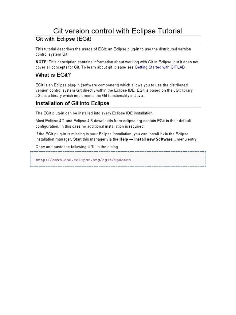 Git Version Control With Eclipse Tutorial | PDF | Eclipse (Software) | Version Control